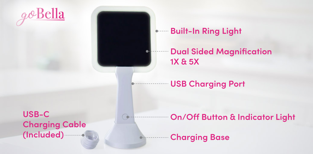 Go Bella Mirror | Cordless, Rechargeable Lighted Beauty Mirror